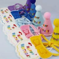 China Adjustable Solid Polyester Pet Birthday Outfit Comfortable Cat Dog Bib Party Hat Cute Bow Halloween Supplies for sale