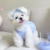 China Pretty Cute Princess Puppy Blue Striped Polyester Comfortable Creative Teddy Suspender Lightweight All Seasons Breathable Dress for sale
