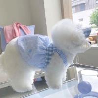 China Pretty Cute Princess Puppy Blue Striped Polyester Comfortable Creative Teddy Suspender Lightweight All Seasons Breathable Dress for sale