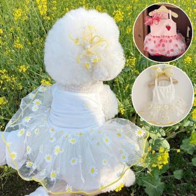 China Thin Puppy Princess Skirt Dog Clothes Cute Pet Dog Dress for Small Dogs Chihuahua York Striped Polyester All Seasons for sale