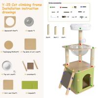 China Luxury Modern Eco-Friendly Plastic Green Cat Tree Tower Jumping Platform Space Capsule Design Hanging Ball Condo Carton for sale