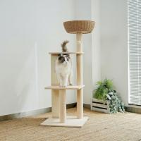 China Luxury Cat Tree Scratcher Sisal Pillar Fabric Big Cats Climbing Frame Bed Integration Four Seasons Nest for Rattan Halloween for sale