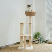 China Luxury Cat Tree Scratcher Sisal Pillar Fabric Big Cats Climbing Frame Bed Integration Four Seasons Nest for Rattan Halloween for sale