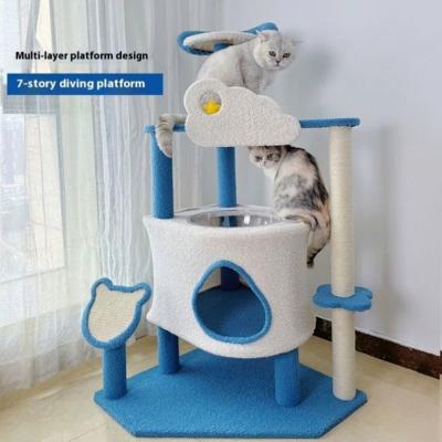 China Large Luxury Cat Climbing Frame Fat Nest Indoor Tree Integrated Sisal Scratching Column Villa Christmas Halloween Birthday for sale