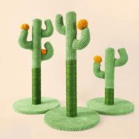 China Modern Eco-Friendly Cat Scratcher Post Cotton Rope Cactus Shape Cat Tree Tower with Plush Ball Toy and Climb Tool for sale