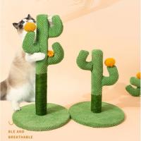 China Modern Eco-Friendly Cat Scratcher Post Cotton Rope Cactus Shape Cat Tree Tower with Plush Ball Toy and Climb Tool for sale