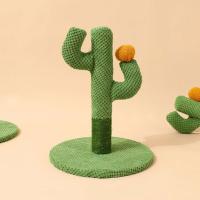 China Modern Eco-Friendly Cat Scratcher Post Cotton Rope Cactus Shape Cat Tree Tower with Plush Ball Toy and Climb Tool for sale