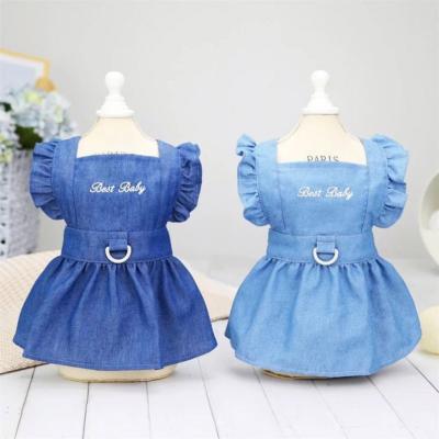 China Cute Dog Denim Dress for Small Medium Dog Clothes Wedding Skirt Princess Dress Spring Summer Soft Sweet Skirt Pet Clothing for sale