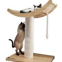 China Luxury Cat Tower Scratcher Solid Wood and MDF Pet Furniture with Wear Resistance Grinding Claw Post for Halloween Nesting for sale