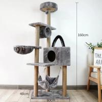 China Classic Multilevel Cat Climbing Frame Linen Scratching Board and Toy-Filled Cat Tree Sustainable Indoor Cat Scratcher for sale
