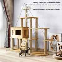 China Wood Luxury Cat Climbing Frame Cat Trees for Tower Large Cats Large Hammock Sisal Covered Scratching Posts Cozy Condo Top Perch for sale