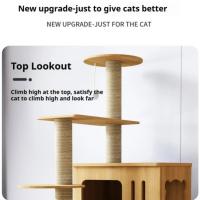 China Wood Luxury Cat Climbing Frame Cat Trees for Tower Large Cats Large Hammock Sisal Covered Scratching Posts Cozy Condo Top Perch for sale