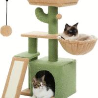 China Cat Tree for Indoor Cats, Sisal Scratching Ramp, Cozy Hammock and Removable Top Bed Perch for Kittens, Green for sale