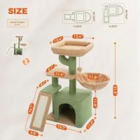 China Cat Tree for Indoor Cats, Sisal Scratching Ramp, Cozy Hammock and Removable Top Bed Perch for Kittens, Green for sale