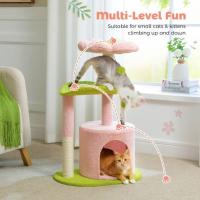 China Flower Cat Tree for Indoor Cats, Small Cat Tower with Sisal Scratching Post, Soft Condo, Plush Perches, Fluffy Balls, Cat Toys for sale
