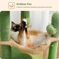 China 4-in-1 Cactus Cat Tree for Indoor Cat, Small Cat Tower with Large Condo, Scratching Post, Deep Hammock, Cozy Top Perch, Cat Toys for sale