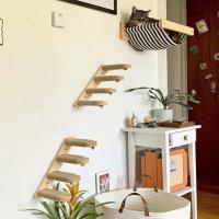 China 3Pcs Luxury Halloween Cat Hammock Four Step Sisal Stairways Scratching Posts Set Wall Mounted Eco-Friendly Durable Wooden for sale