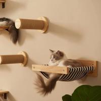 China 3Pcs Luxury Halloween Cat Hammock Four Step Sisal Stairways Scratching Posts Set Wall Mounted Eco-Friendly Durable Wooden for sale