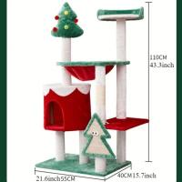 China Modern Luxury Cat Tower Sisal Scratching Board Christmas Tree Design Soft Plush Cat Bed Indoor Cat Toy Xmas Gift Wood Material for sale