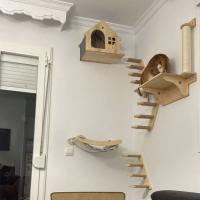 China Solid Wood Wall Mounted Climbing Frame Modern Eco-Friendly Cat Wall Jumping Platform Corner Viewing Platform Cat Bed Hammock for sale