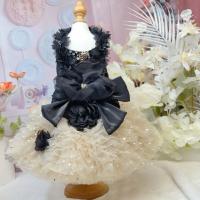 China Chic Cute Solid Black Roseflower Puppy Dog Clothing Sequin Lace Sling Princess Dress Halloween Fitting Small Medium 100% Cotton for sale