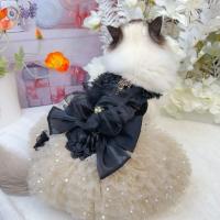 China Chic Cute Solid Black Roseflower Puppy Dog Clothing Sequin Lace Sling Princess Dress Halloween Fitting Small Medium 100% Cotton for sale