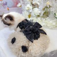 China Chic Cute Solid Black Roseflower Puppy Dog Clothing Sequin Lace Sling Princess Dress Halloween Fitting Small Medium 100% Cotton for sale