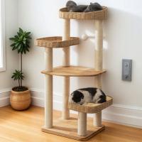 China Luxury Wood & Rattan Space Capsule Cat Scratching Tree Durable & Eco-Friendly for Halloween Decorations for sale
