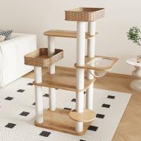 China Luxury Wood & Rattan Space Capsule Cat Scratching Tree Durable & Eco-Friendly for Halloween Decorations for sale