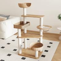 China Luxury Wood & Rattan Space Capsule Cat Scratching Tree Durable & Eco-Friendly for Halloween Decorations for sale
