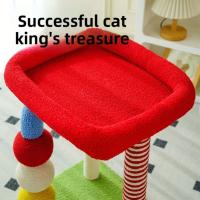 China Colorful Red U-Shaped Eco-Friendly Cat Climbing Frame Jumping Platform Multi-Functional Wood Column Cat Toy Set Including Carton for sale