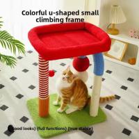China Multifunctional Eco-Friendly Cat Toy Nest Wood Column Jumping Platform Plush Toy Grinding Claw Climbing Frame Combination Pet for sale