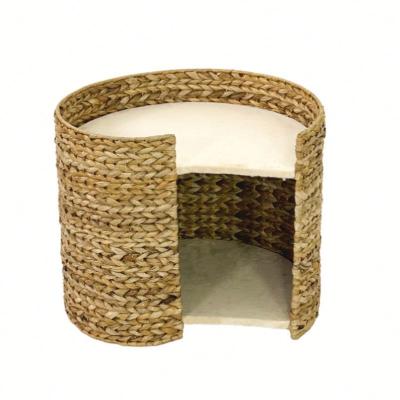 China Round Airy Water Hyacinth Cat Bed Modern Design Multi-functional Comfortable Customizable Size Carton Packing for sale