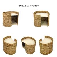 China Round Airy Water Hyacinth Cat Bed Modern Design Multi-functional Comfortable Customizable Size Carton Packing for sale