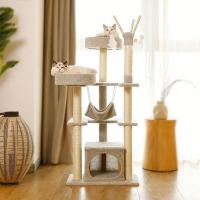 China Hot Sale Modern & Cute Cat Scratcher Tower Large Sisal Wood Furniture with Pet House & Rope Toys for Cats for sale