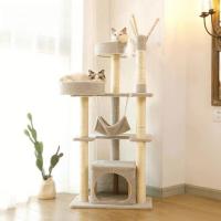 China Hot Sale Modern & Cute Cat Scratcher Tower Large Sisal Wood Furniture with Pet House & Rope Toys for Cats for sale