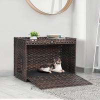 China Large Space Rectangle Cat Litter Box Enclosure with Soft Litter Mat and Handwoven Rattan Hidden Washroom Furniture Door for sale