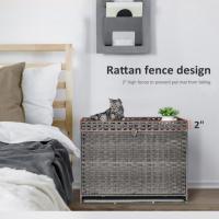 China Large Space Rectangle Cat Litter Box Enclosure with Soft Litter Mat and Handwoven Rattan Hidden Washroom Furniture Door for sale