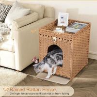 China Large Space Rectangle Cat Litter Box Enclosure with Soft Litter Mat and Handwoven Rattan Hidden Washroom Furniture Door for sale