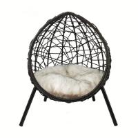 China High Quality PE Rattan Handmade Wicker Cat Cave Bed with Solid Pattern Eco-Friendly Washable Cushion for sale