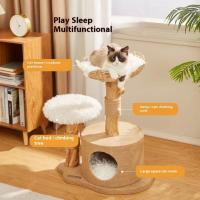 China Modern Luxury Cat Tree Tower Aesthetic Wood Furniture with Flower Platforms for Large Cats Cat Condo Scratching Posts for sale