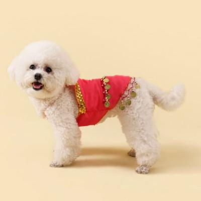 China Cute Sleeveless Striped Polyester Vest for Small Dogs Puppies Miniature Pomeranians Soft Lace Machine Washable Autumn Christmas for sale