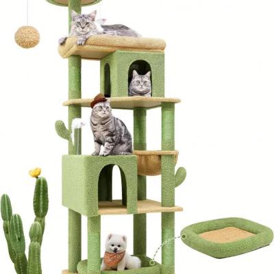 China Flower Luxury Cat Tree Multi-Level Cat Tower Sisal Scratching Posts Hammock Ramp Top Perch Cat Condo Outdoor Eco-Friendly for sale