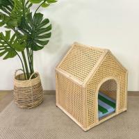 China Custom Modern Indoor Portable Rattan Cat & Dog Bed House Tent Cave with Removable & Washable Cover Durable All Seasons for sale