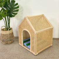 China Custom Modern Indoor Portable Rattan Cat & Dog Bed House Tent Cave with Removable & Washable Cover Durable All Seasons for sale
