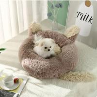 China Cartoon Cat Bed Pet Nest Super Soft Warm Round Pet for Bed Semi Enclosed Dog and Cat House 2 in 1 Sleeping Bag Cat Princess Bed for sale