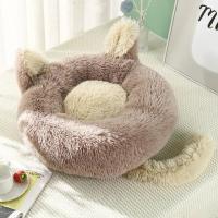 China Cartoon Cat Bed Pet Nest Super Soft Warm Round Pet for Bed Semi Enclosed Dog and Cat House 2 in 1 Sleeping Bag Cat Princess Bed for sale