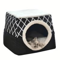 China All-Season Modern Plush Portable Pet Bed for Small Dogs & Cats Winter Warm Square Shape Desktop Use for sale