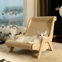China Small Indoor Wood Cat Lounge Chair Hammock Bed with Raised Cot Scratcher for Cats Puppy and Rabbits Bunny for sale