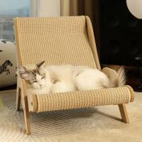 China Small Indoor Wood Cat Lounge Chair Hammock Bed with Raised Cot Scratcher for Cats Puppy and Rabbits Bunny for sale